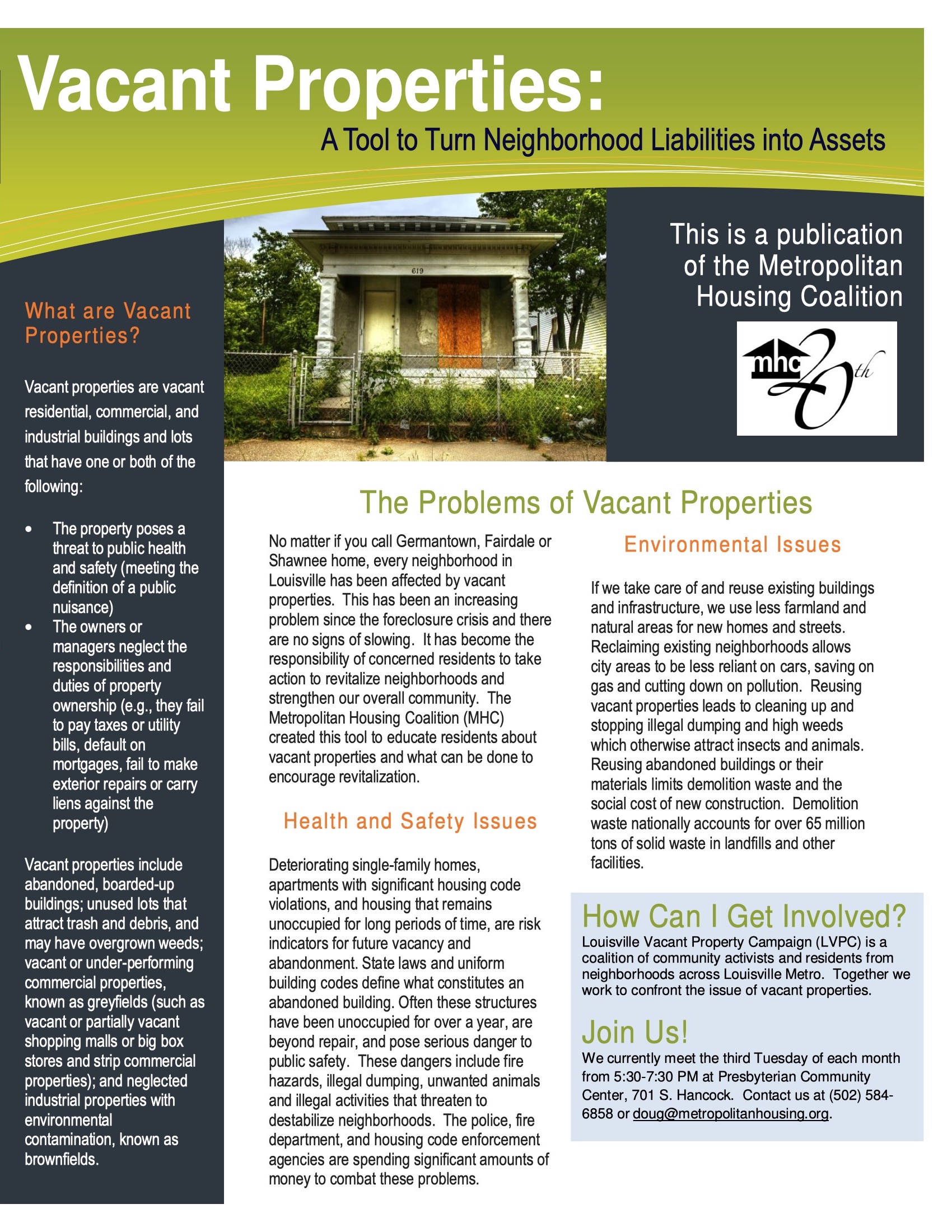 Vacant Properties: A Tool to Turn Neighborhood Liabilities into Assets ...